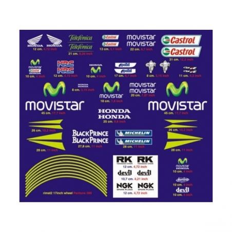 HONDA Movistar kit Stickers - Planche Autocollants Honda 96