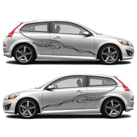 Flaming auto Tuning Racing - Kit 2 Stickers - modèle 0109